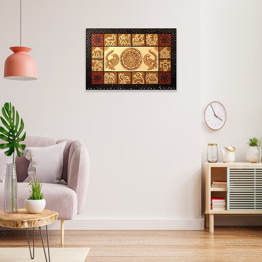 Handmade Traditional Mud Mirror Art Painting | 3x4 feet – Zupppy