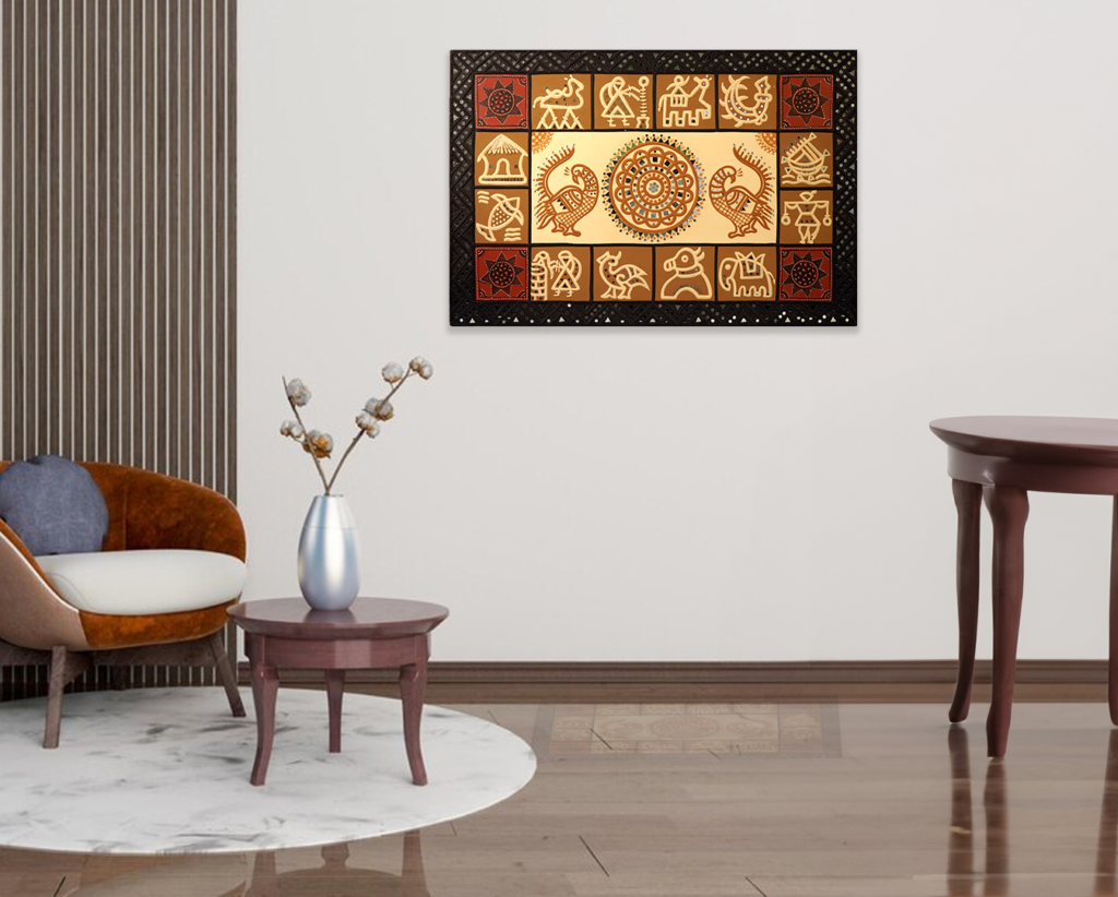 Handmade Traditional Mud Mirror Art Painting | 3x4 feet – Zupppy